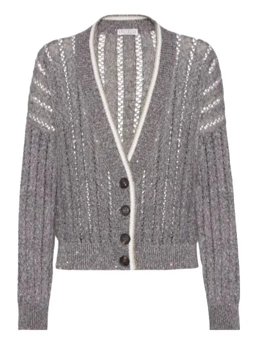 Brunello Cucinelli Textured Knit Cardigan - Medium Gray