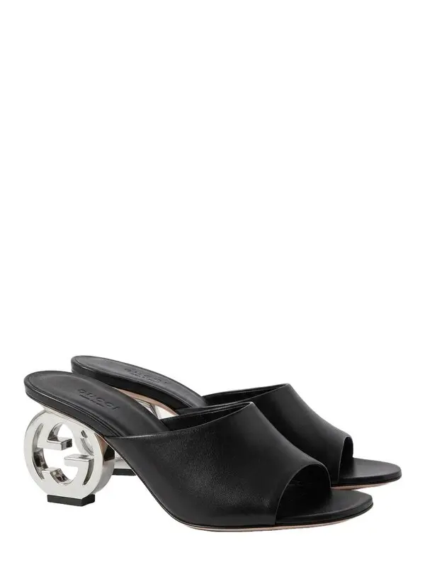 Gucci Logo Plaque Slip-on Mules - Black
