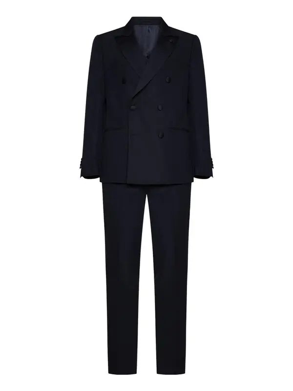 LARDINI Double-breasted Tuxedo Suit - Black