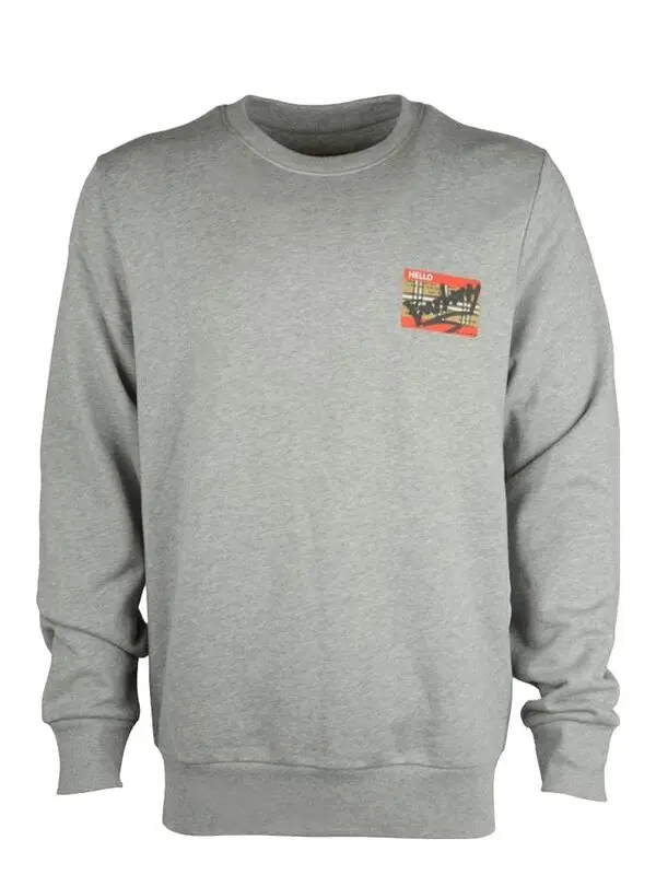 Burberry Long-sleeved Crew Neck Sweater With Printed Logo Detail - Gray