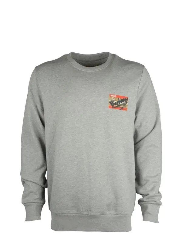 Burberry Long-sleeved Crew Neck Sweater With Printed Logo Detail - Gray