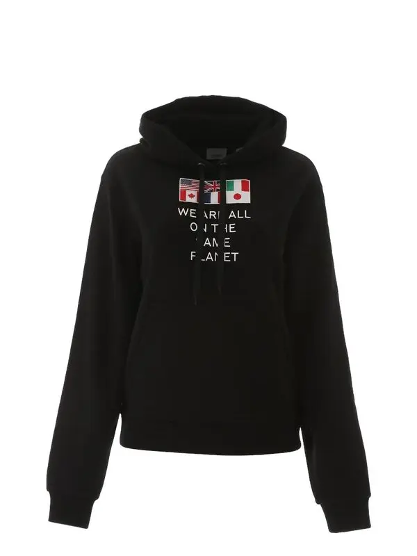 Burberry Flag Appliqué Hoodie - Black