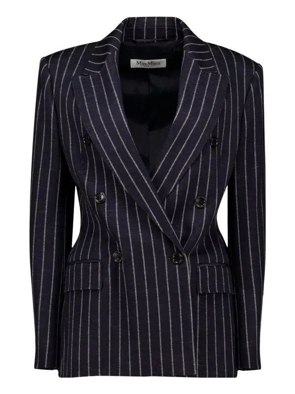 Max Mara Striped Lapel Long-sleeved Suit Jacket - Black