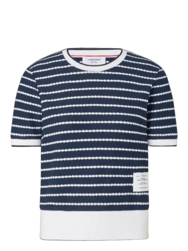 Thom Browne Striped Honeycomb Knit T-shirt - No
