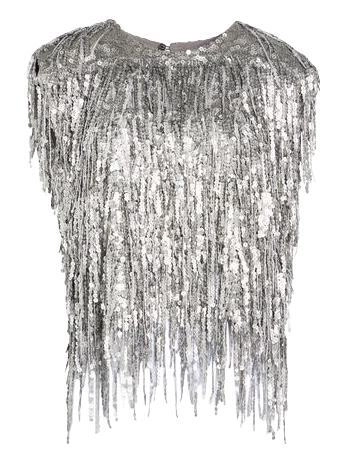 Rag & Bone Metallic Sequin Tulle Top - Silver