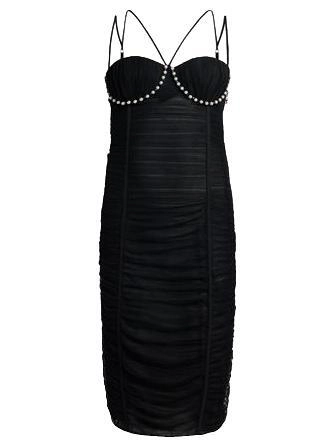 Elisabetta Franchi Lime Polyamide Midi Dress - Black