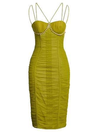 Elisabetta Franchi Lime Polyamide Midi Dress - Green