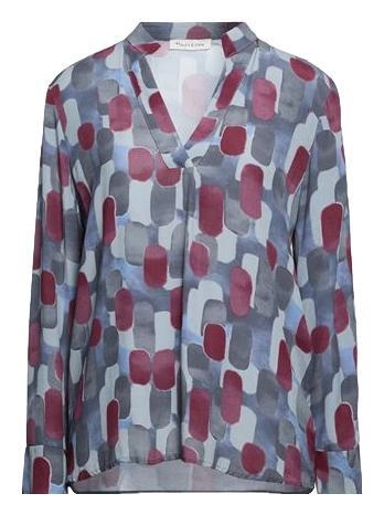 MANILA GRACE Viscose V-neck Long Sleeve Top - Blue
