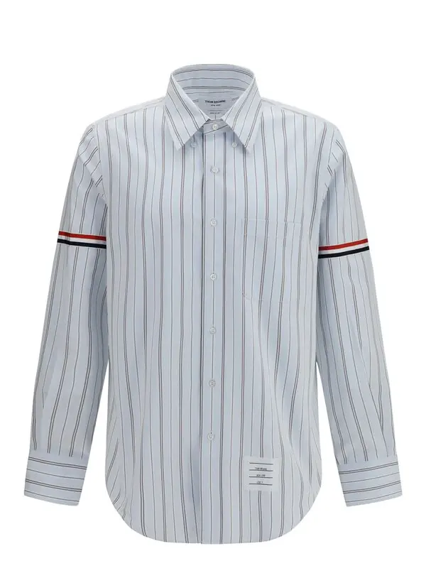 Thom Browne Fine-striped Grosgrain Poplin Shirt - Light Blue
