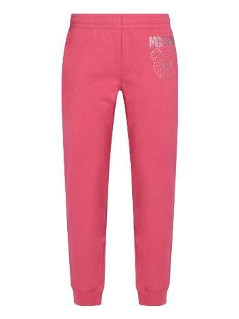 Moschino Cotton Terry Track Pants With Crystal Embellishment - Magenta