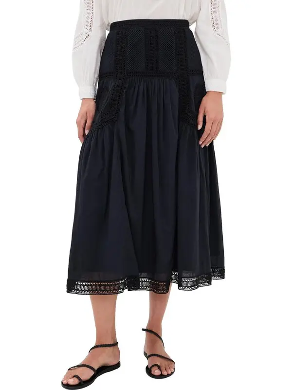 Ulla Johnson Alice Cotton Midi Skirt - Noir