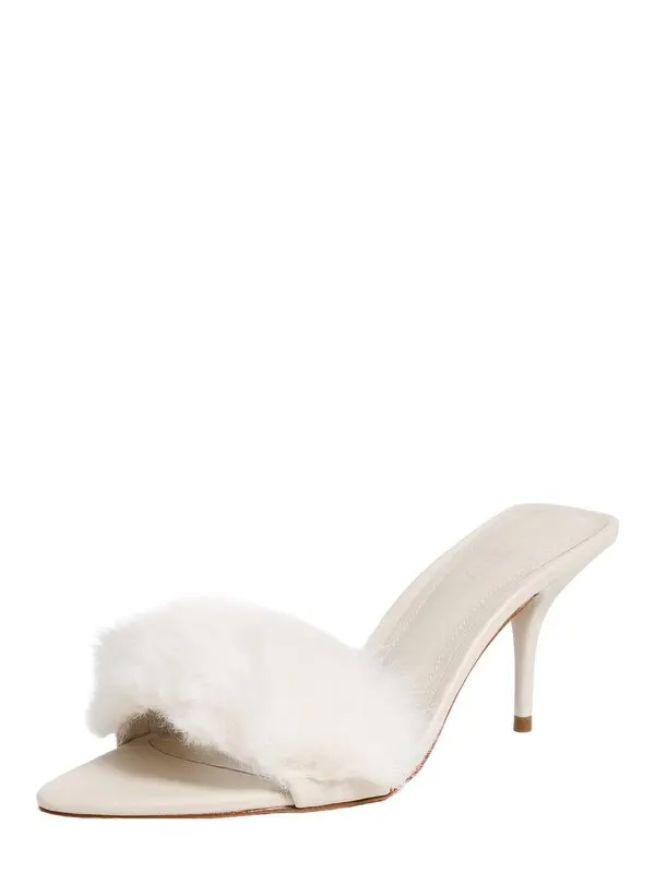 Schutz Elodie Fur Mules - Pearl
