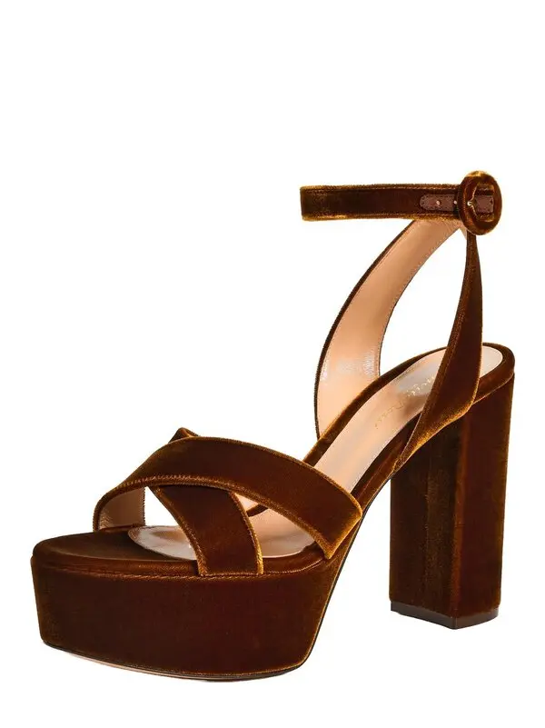 GIANVITO ROSSI Sabrina Velluto Heels - Brown