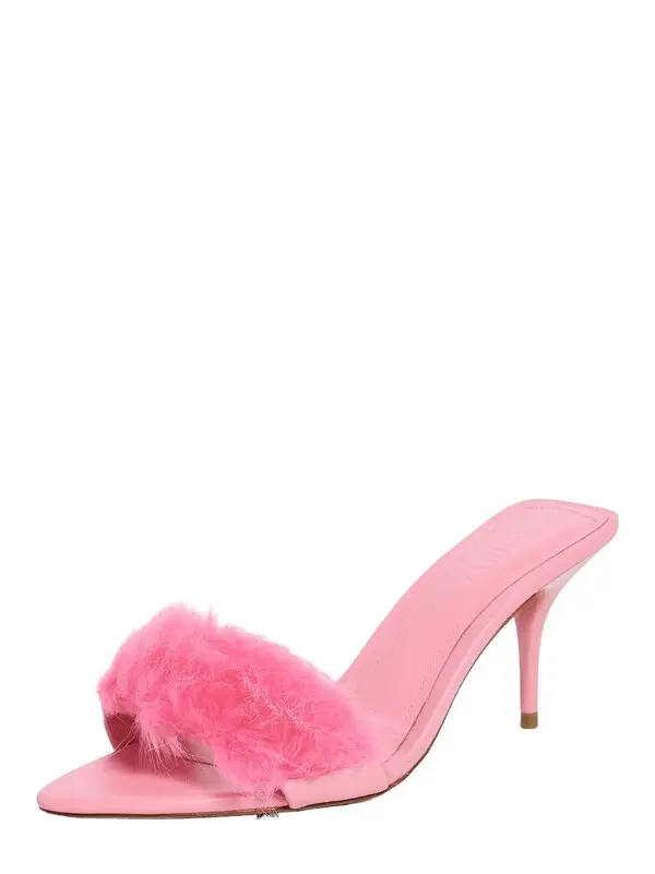 Schutz Elodie Faux Fur Mules - Cherry Blossom