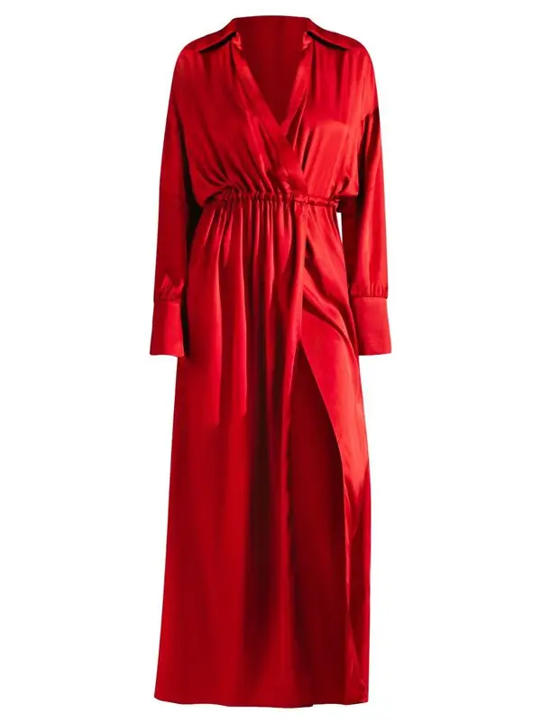 THE SOCIALITE OFFICIAL Lami Cherrie Maxi Shirt Dress - Red