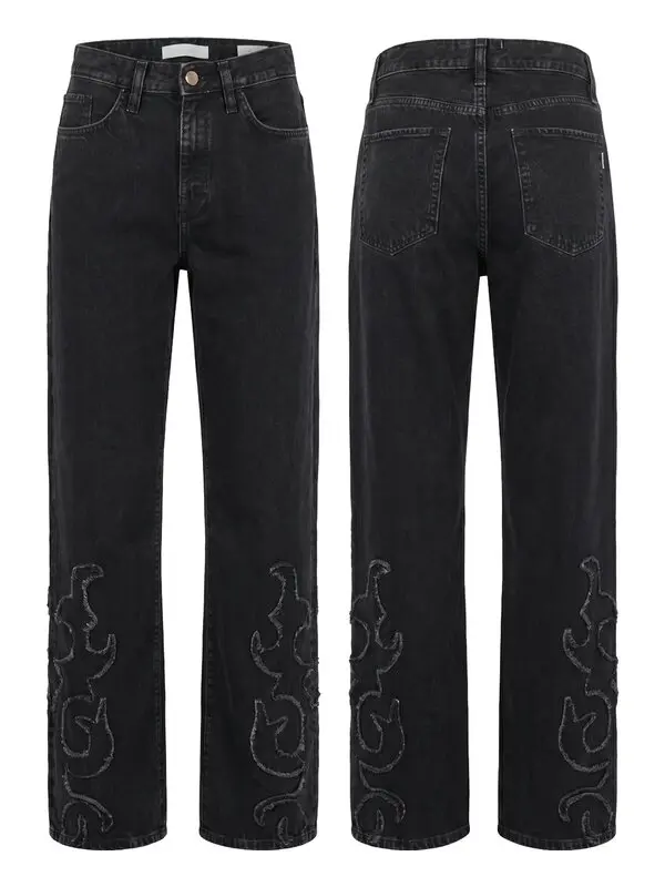 TRIARCHY DENIM INC. Ranchero Noir Mid-rise Straight Leg Jeans - Black