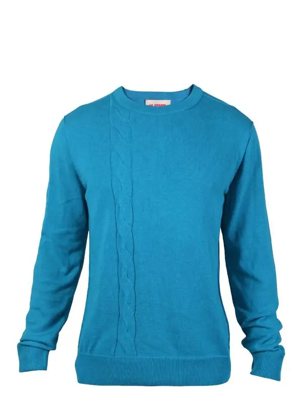 LA GRANNI Cable Crewneck Pullover - Blue