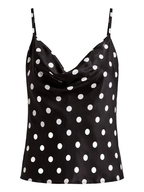 NOBLESSE OBLIGE Luna Camisole With Lace Polka Dot - Black