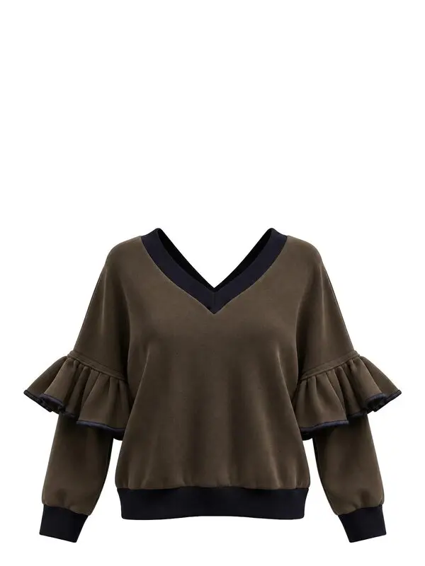 BEIRA Victoria Ruffle Sleeve Sweatshirt - Green