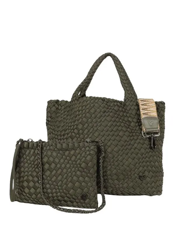 PRENELOVE Large Woven Tote - Green