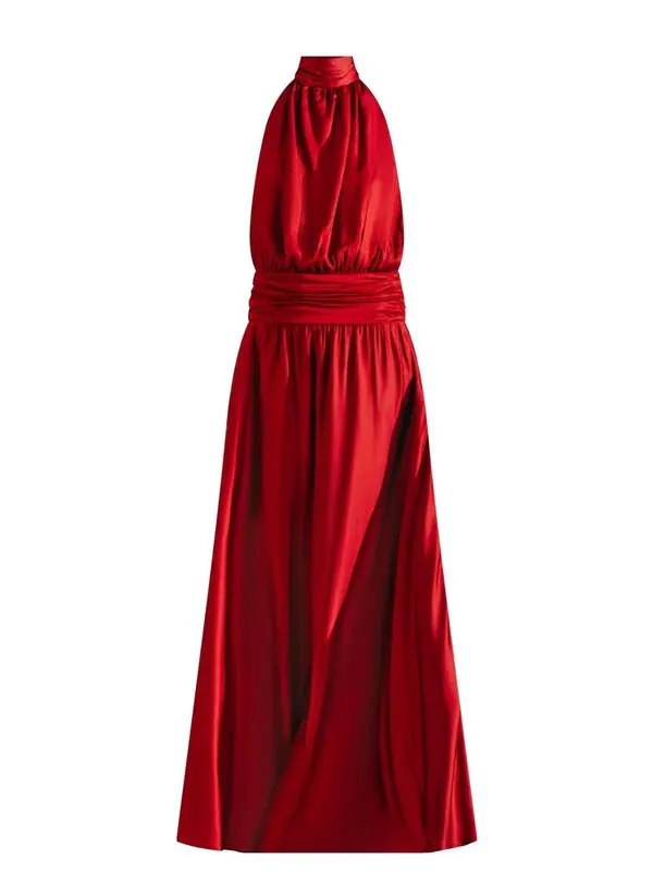 THE SOCIALITE OFFICIAL Madam Cherrie Halterneck Maxi Dress - Red
