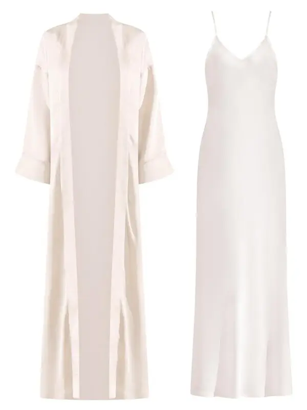 THE SOCIALITE OFFICIAL Diana Set Pearl Slip Dress And Robe - White