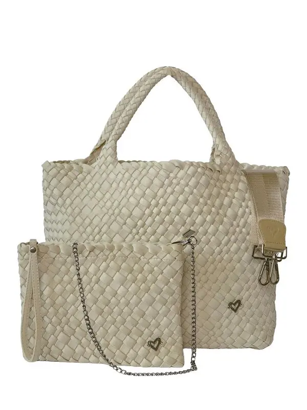 PRENELOVE Neutrals London Large Woven Totes Khaki - Yellow