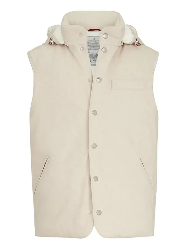 Brunello Cucinelli Wool Hooded Gilet - Beige