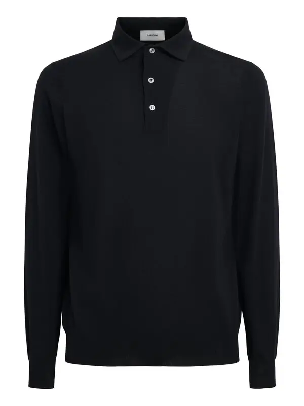 LARDINI Virgin Wool Long-sleeve Polo Shirt - Beige