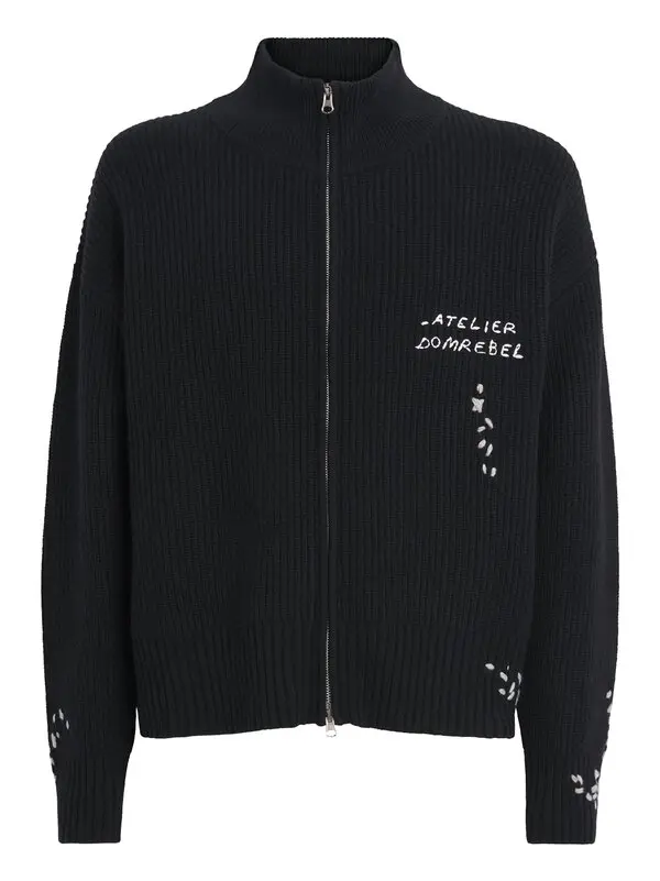 DOMREBEL Wool-blend Cropped Cardigan - Black