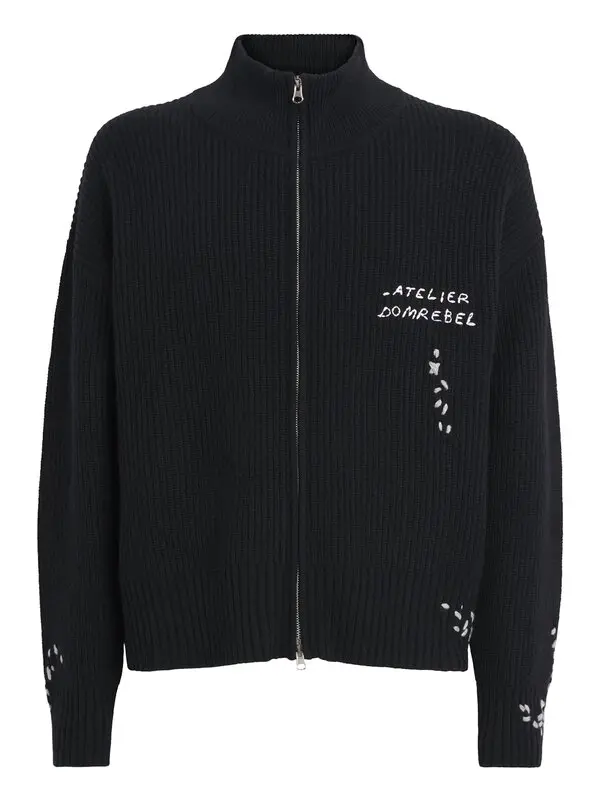 DOMREBEL Wool-blend Cropped Cardigan - Black