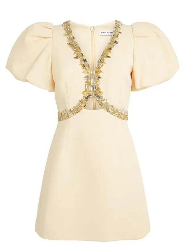 Rebecca Vallance Puff-sleeve Alexandrite Mini Dress - Yellow