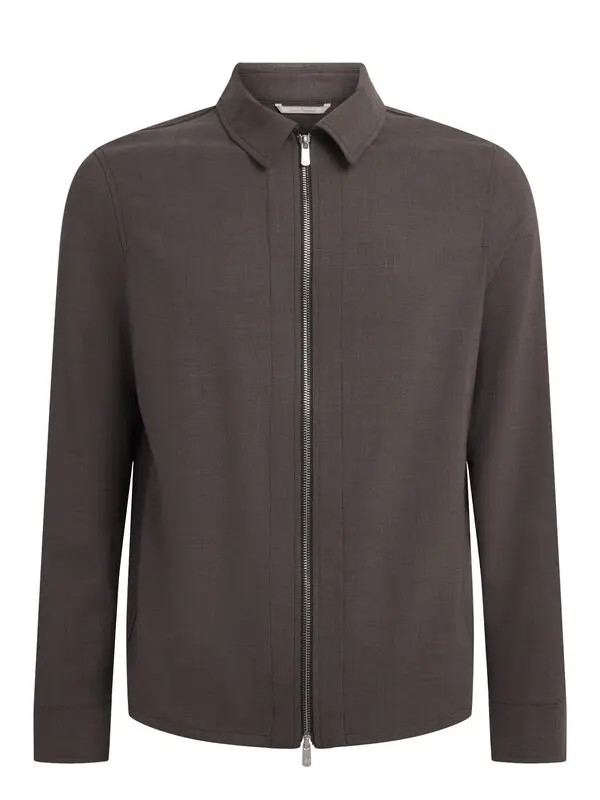 Marco Pescarolo Zip-up Stretch Wool Aviator Shacket - Brown