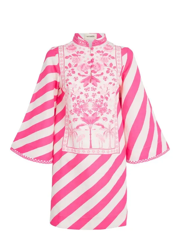 Verandah Printed Kaftan Mini Dress - Pink