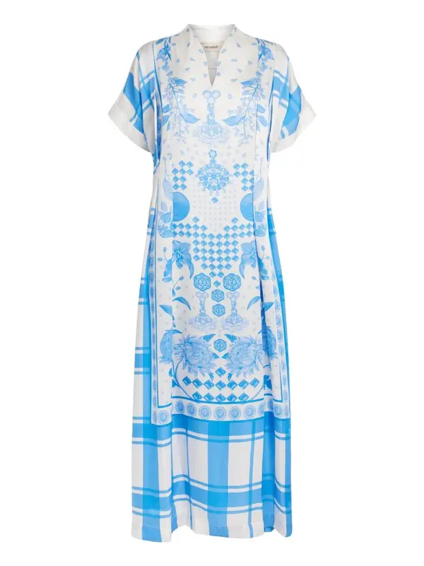 Verandah Printed Kaftan Maxi Dress - Blue