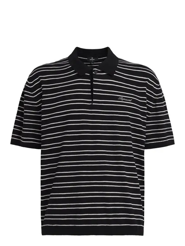 REPRESENT Cotton Stripe Polo Shirt - Black