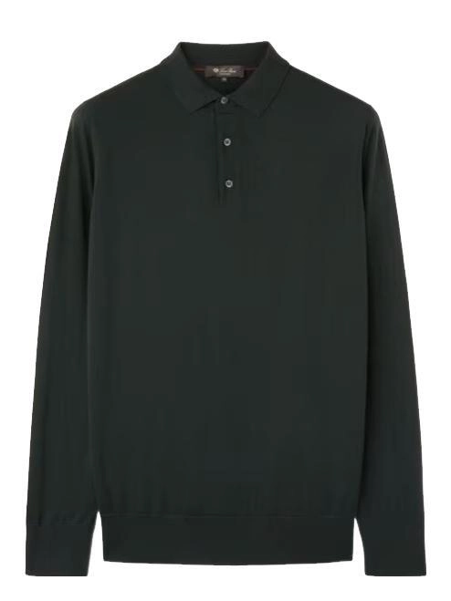 Loro Piana Long-sleeved Knitted Polo Shirt - Black
