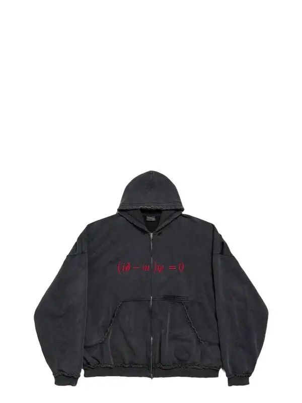 Balenciaga Dirac Equation Zip-up Hoodie - Washed Black/red