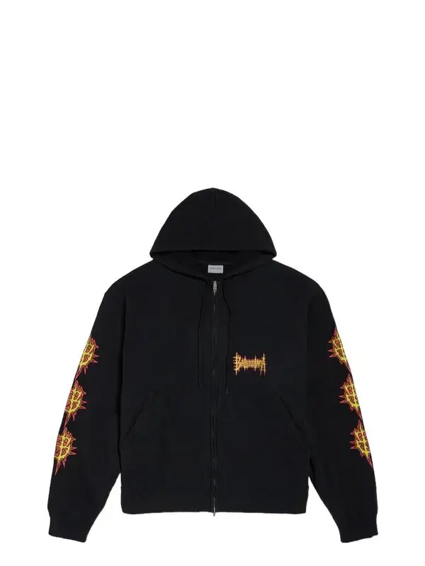 Balenciaga Sacré-cœur Oversized Zip-up Hoodie - Black