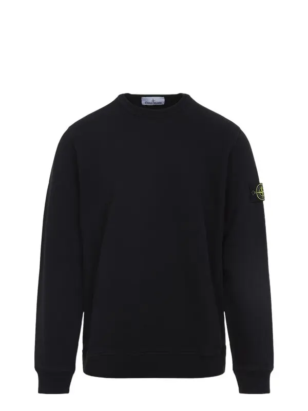 Stone Island Logo Patch Crewneck Sweatshirt - Black