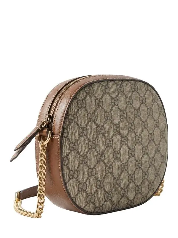 Gucci Monogrammed Shoulder Bag With Chain Strap - Beige/ebony