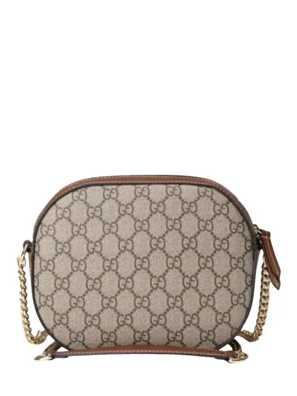 Gucci Monogrammed Shoulder Bag With Chain Strap - Beige/ebony