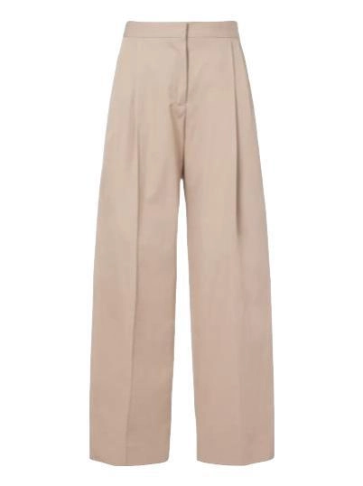 JIL SANDER Pleated Cotton Wide-leg Pants - Nude