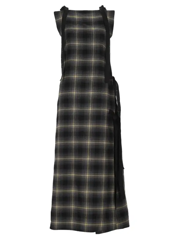 THE ROW Plaid Sleeveless Maxi Dress - Black