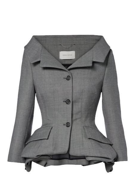 Magda Butrym Peplum Virgin Wool Blazer - Gray