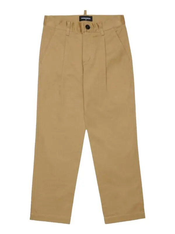 Dsquared2 Pleated Logo-plaque Trousers - Sand