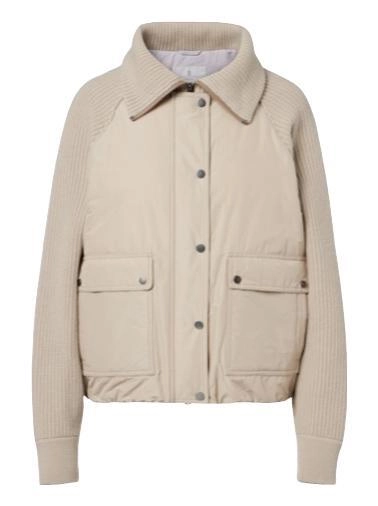 Brunello Cucinelli Down Jacket In Wool, Cashmere, And Silk - Nude