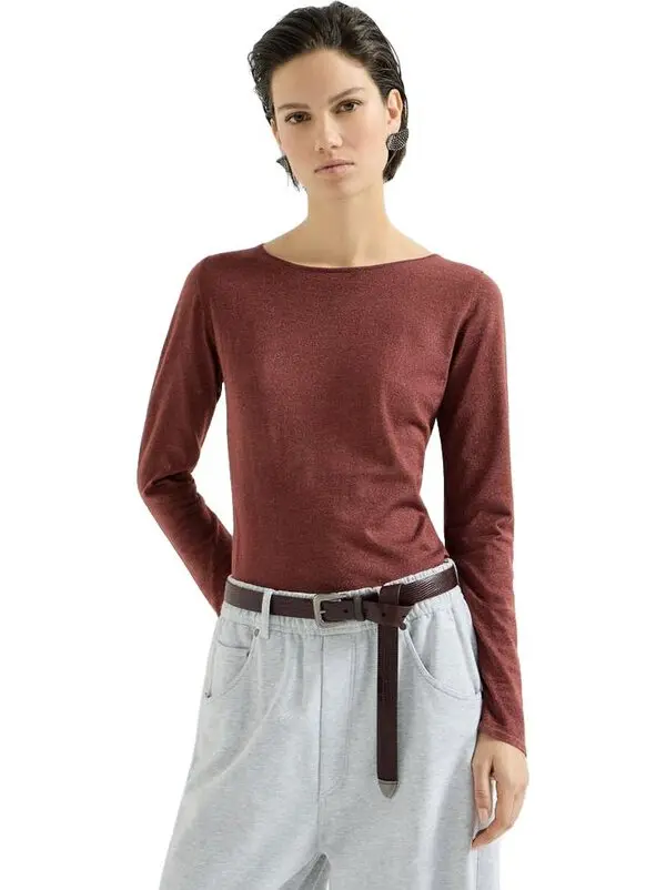 Brunello Cucinelli Sparkling Cashmere And Silk Lightweight Sweater - Ruby