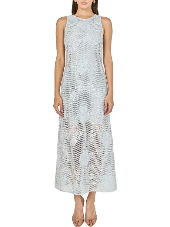 Endless Rose Textured Sleeveless Maxi Dress - Blue