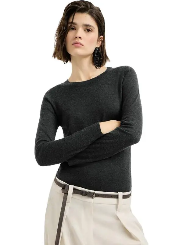 Brunello Cucinelli Cashmere And Silk Lightweight Sweater - Anthracite